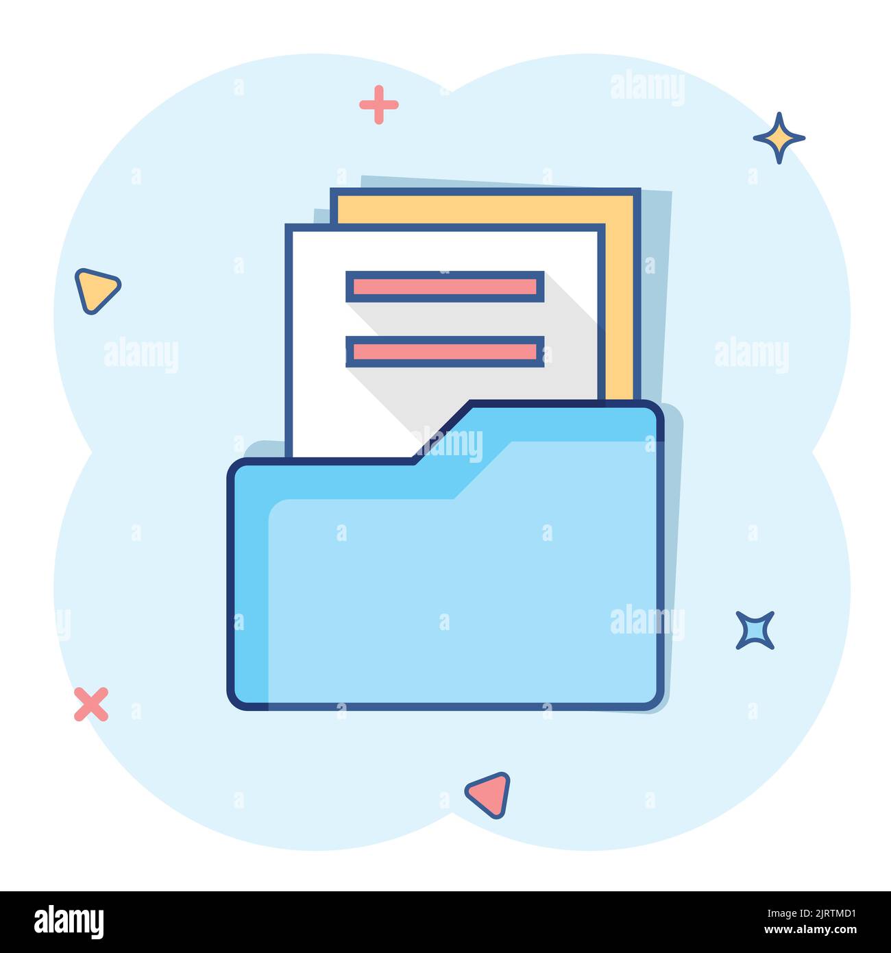 Vector cartoon document icon in comic style. Archive data file sign ...