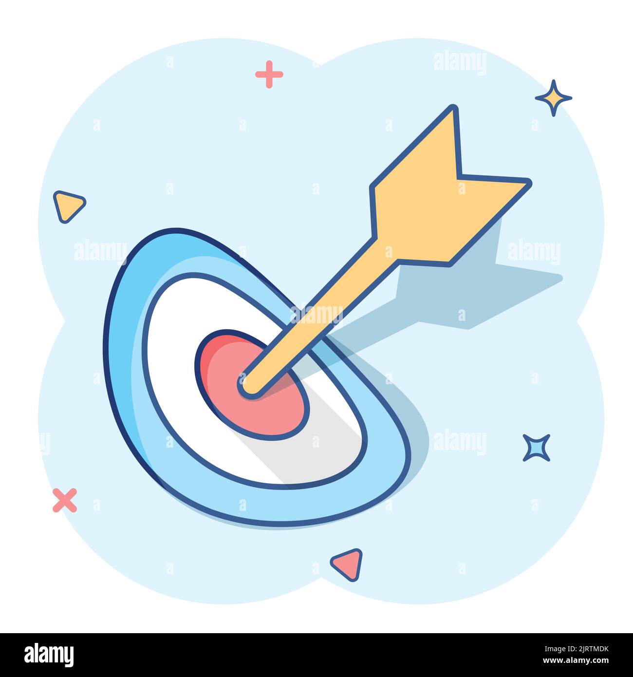 Vector cartoon target aim icon in comic style. Darts game sign ...