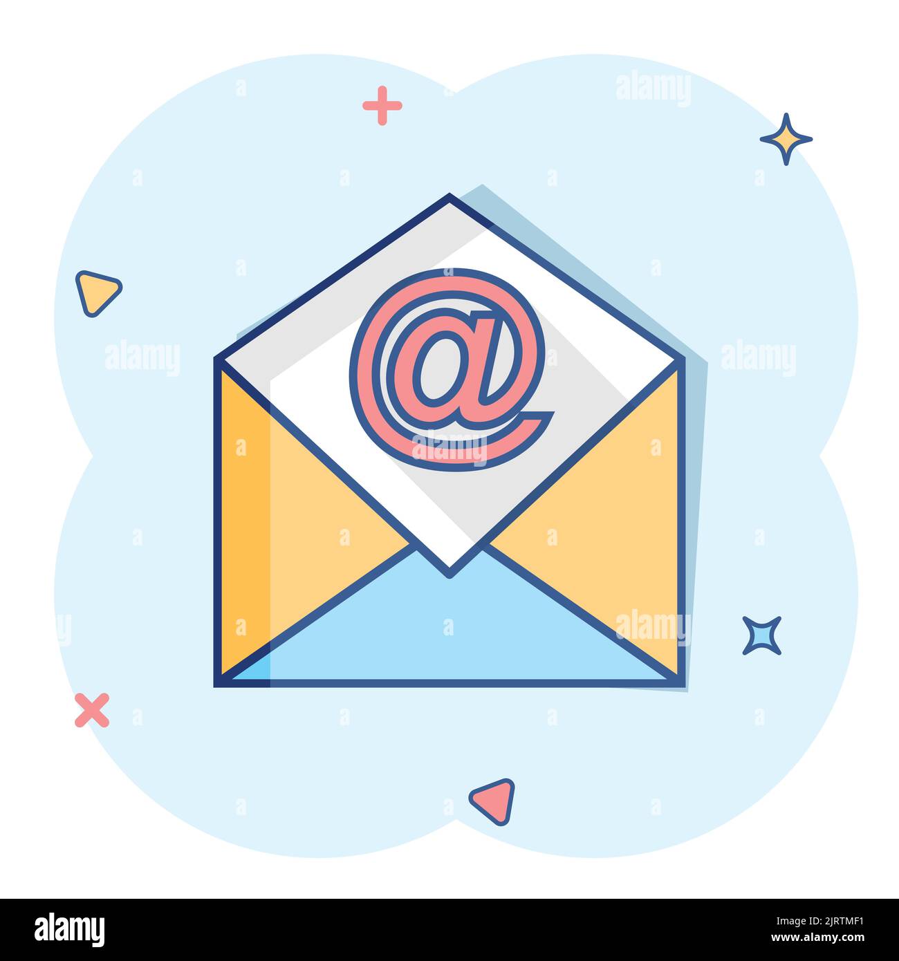 Vector cartoon mail envelope icon in comic style. Email sign ...