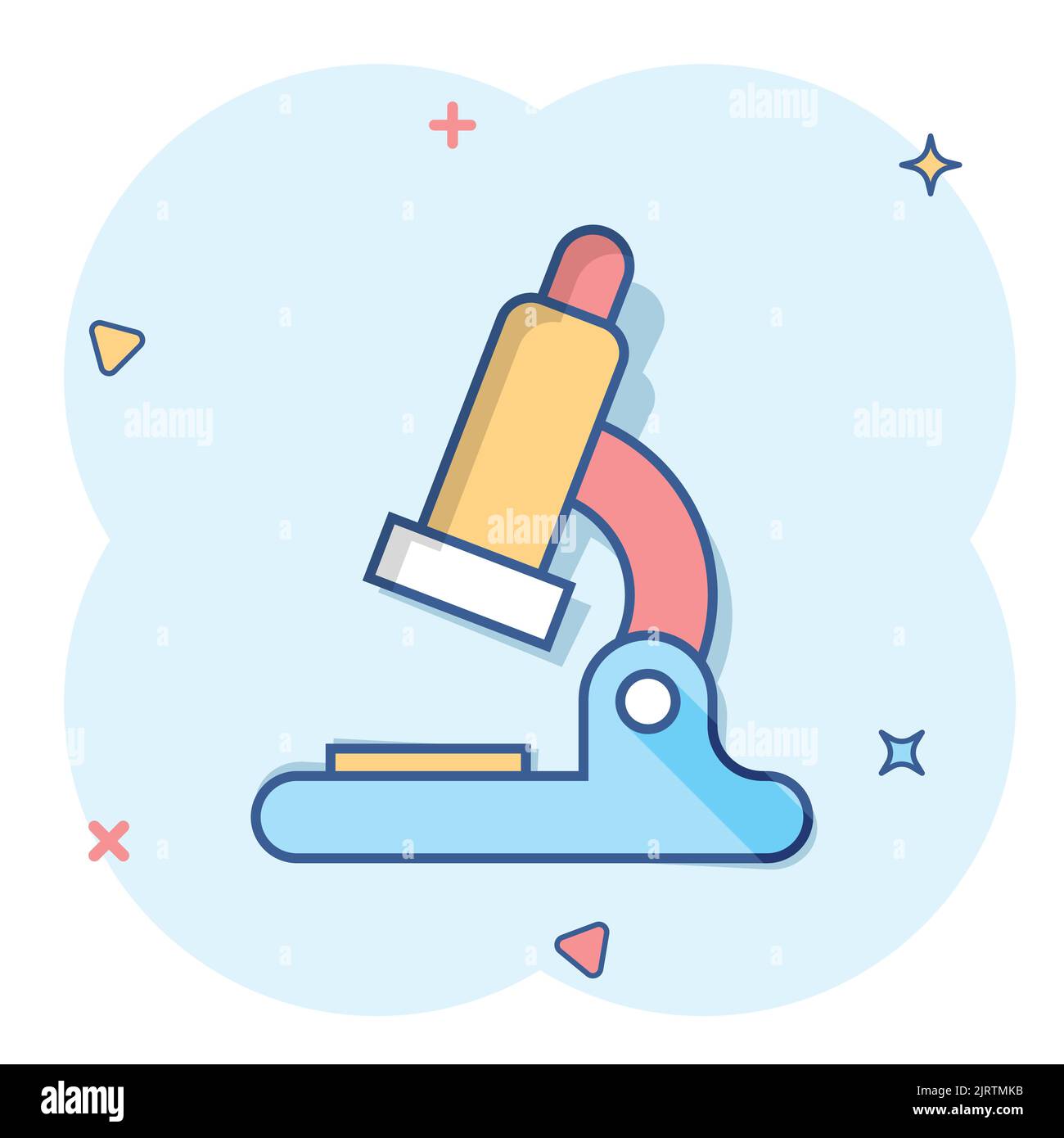 Vector cartoon microscope lab icon in comic style. Microscope sign ...
