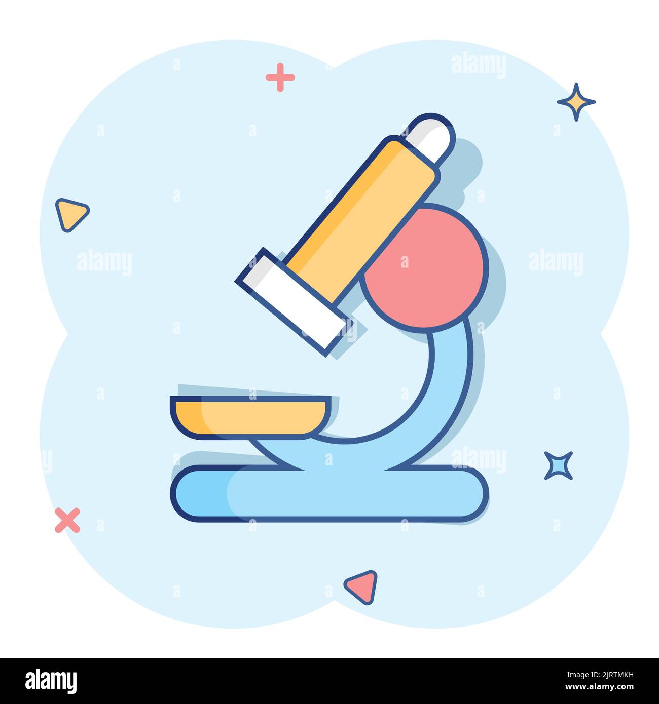 Vector cartoon microscope lab icon in comic style. Microscope sign ...