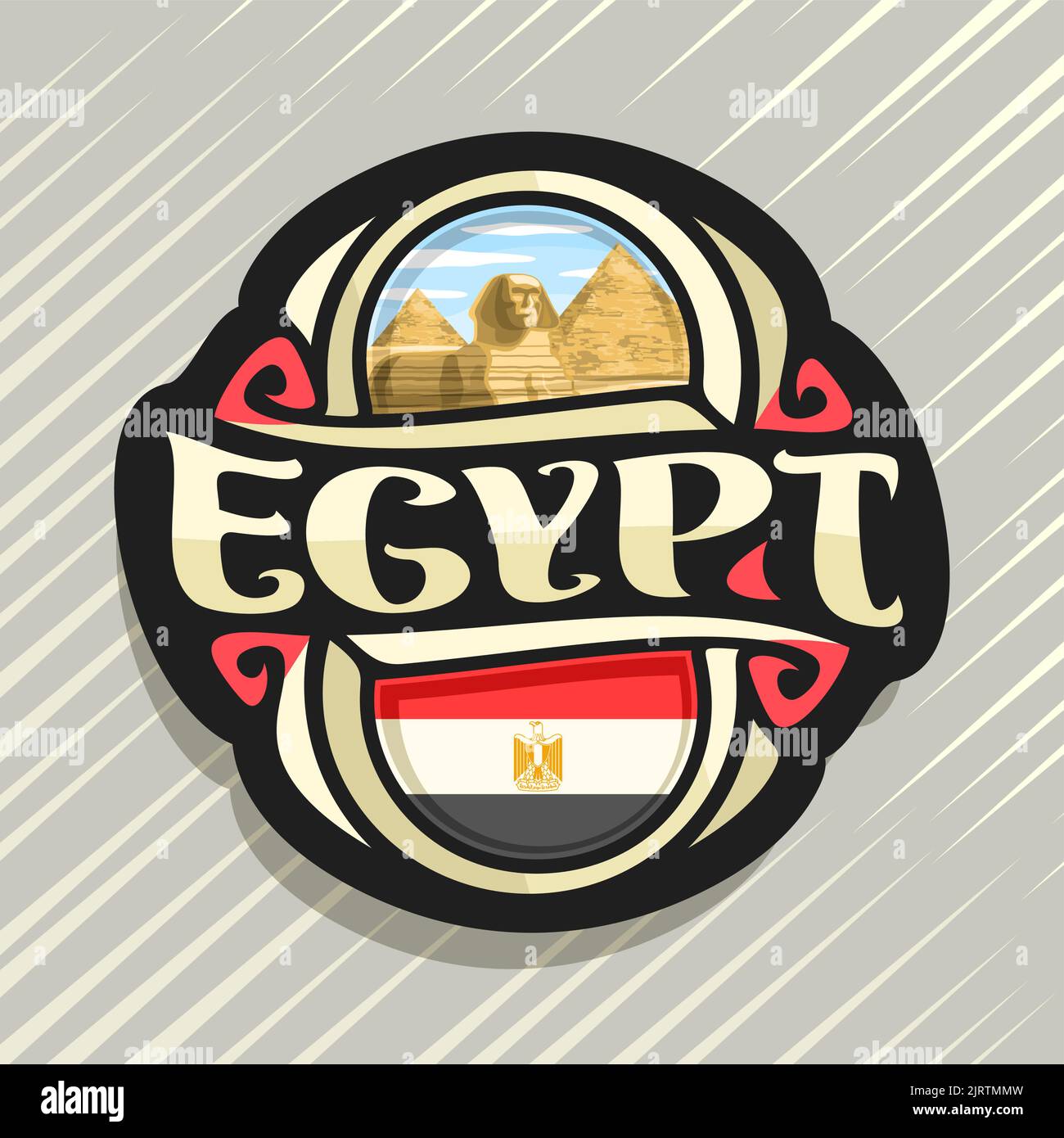 Vector logo for Egypt country, fridge magnet with egyptian state flag ...