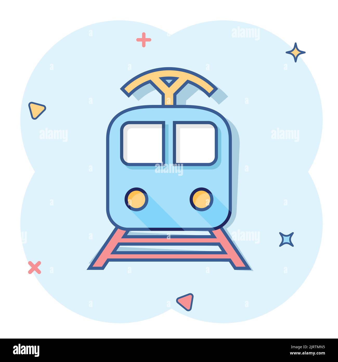 Vector cartoon train transportation icon in comic style. Train sign ...