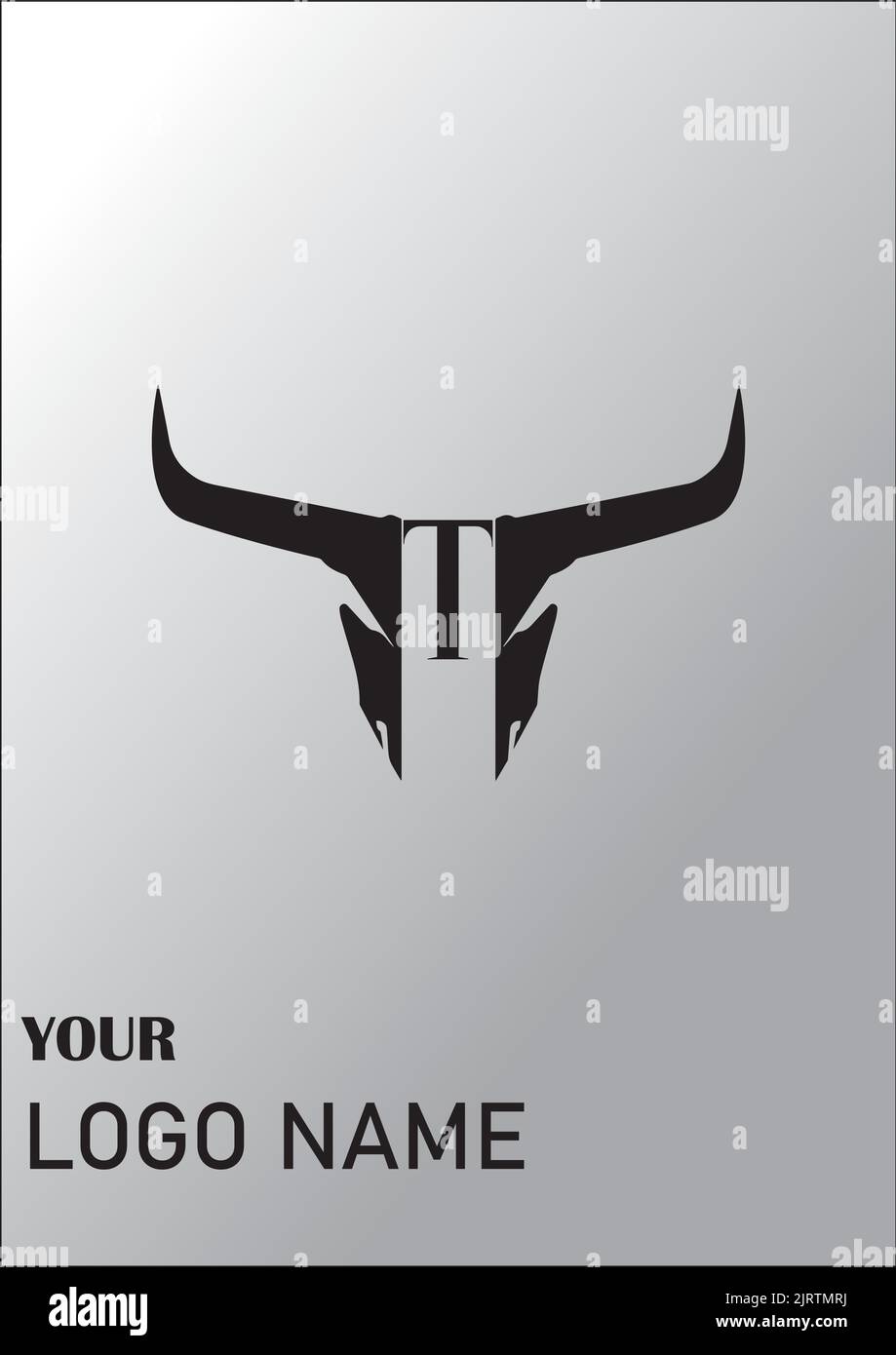 A vertical logo design of a cool badge with the letter T and place for ...