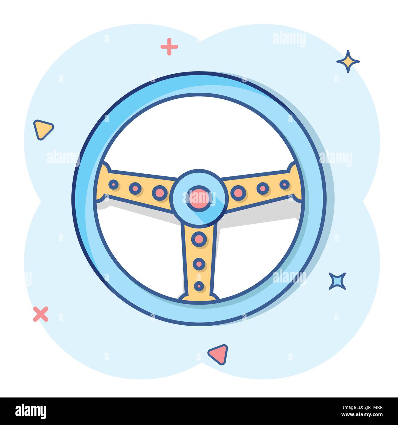 Vector cartoon steering wheel icon in comic style. Rudder wheel sign ... Vector cartoon steering wheel icon in comic style. Rudder wheel sign ...