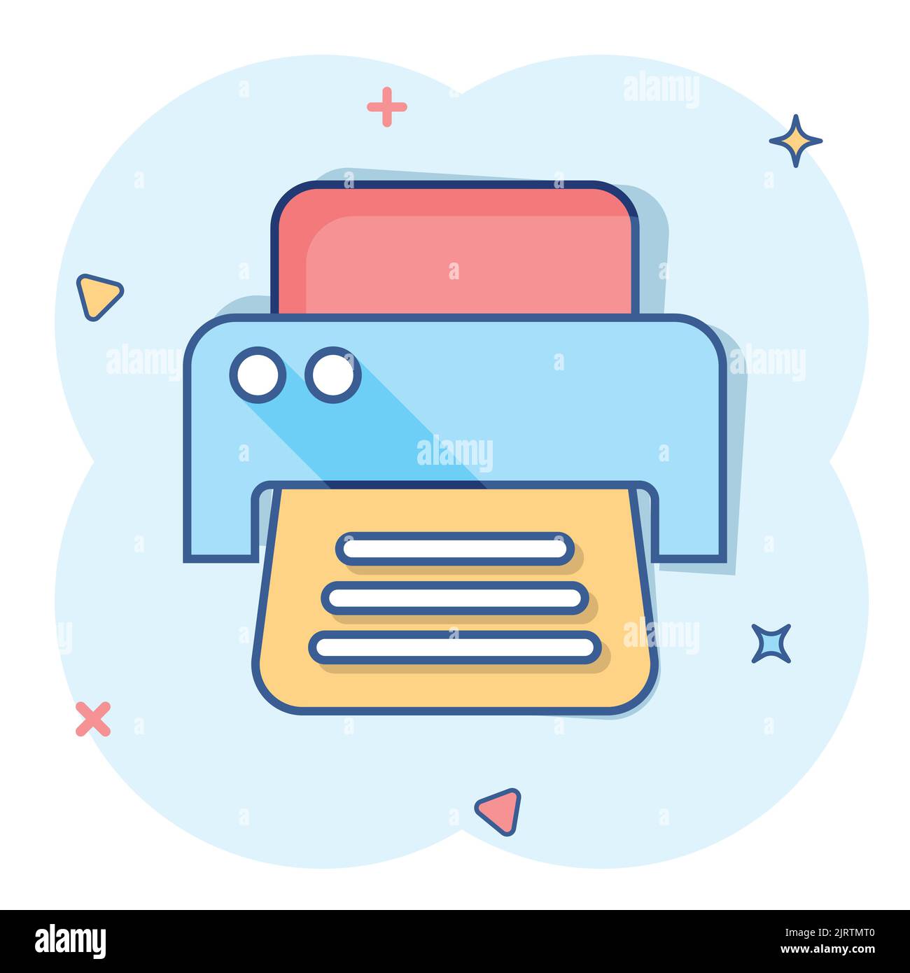 Vector cartoon printer icon in comic style. Document printing sign ...