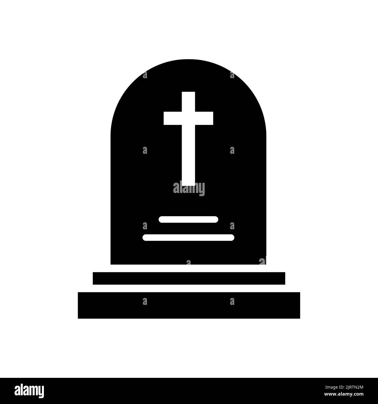 Cemetery gravestone with cross. Black icon of tombstone. Vector ...
