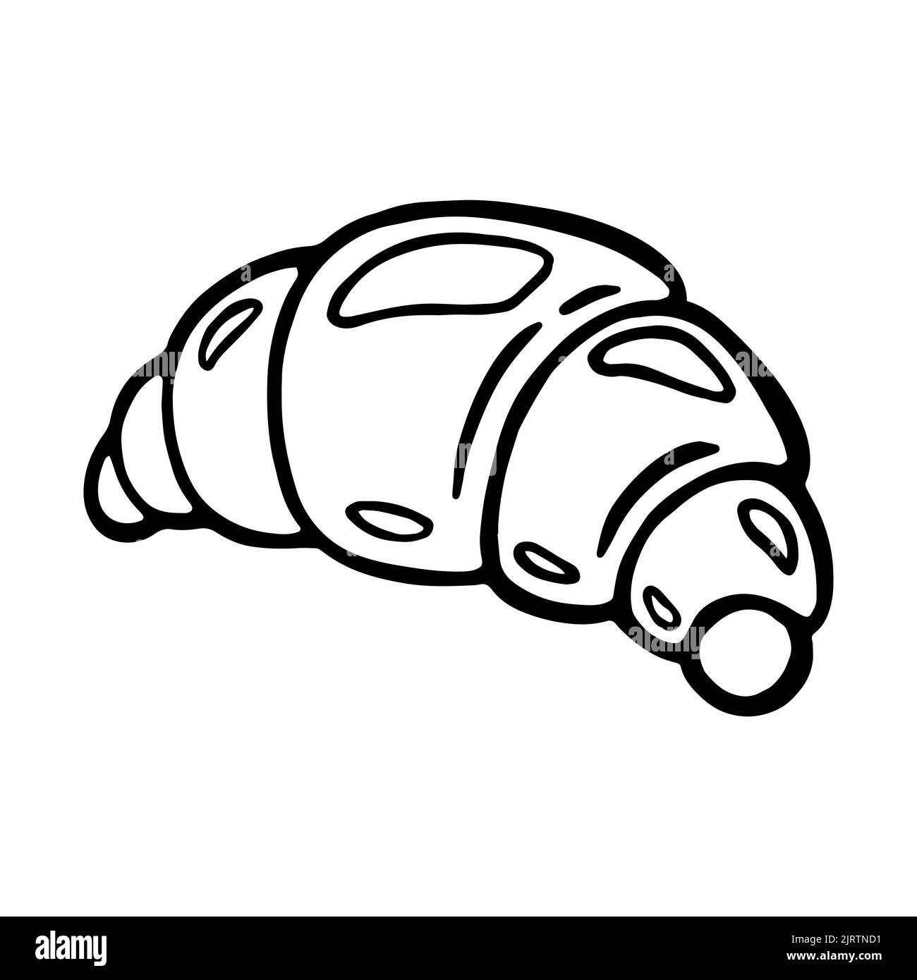 Hand drawn croissant. Linear image of croissant in flat design ...