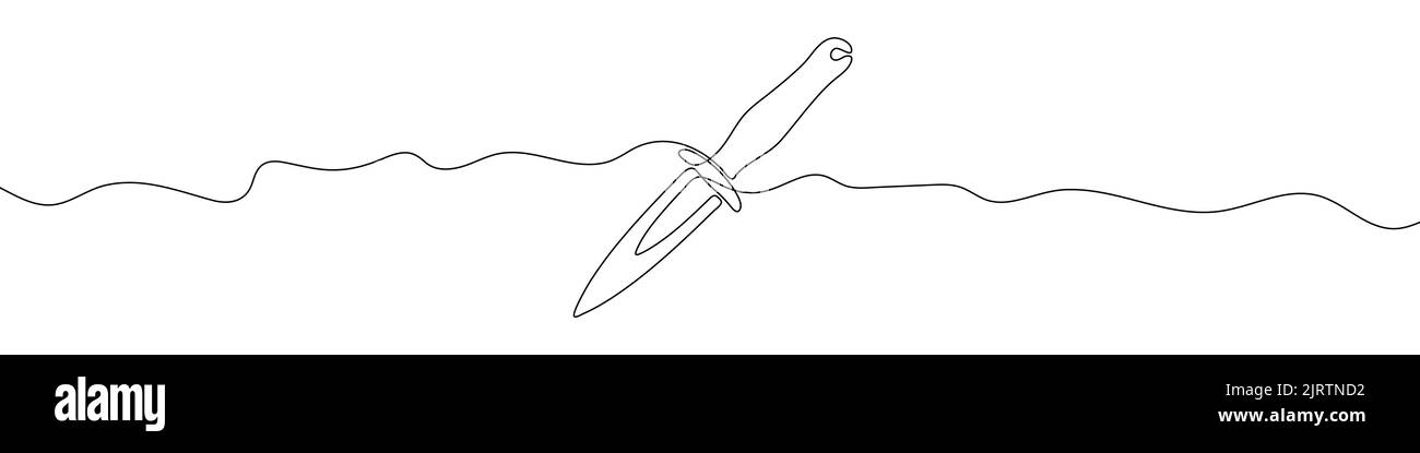 One continuous line drawing of knife. Knife linear background. Vector ...
