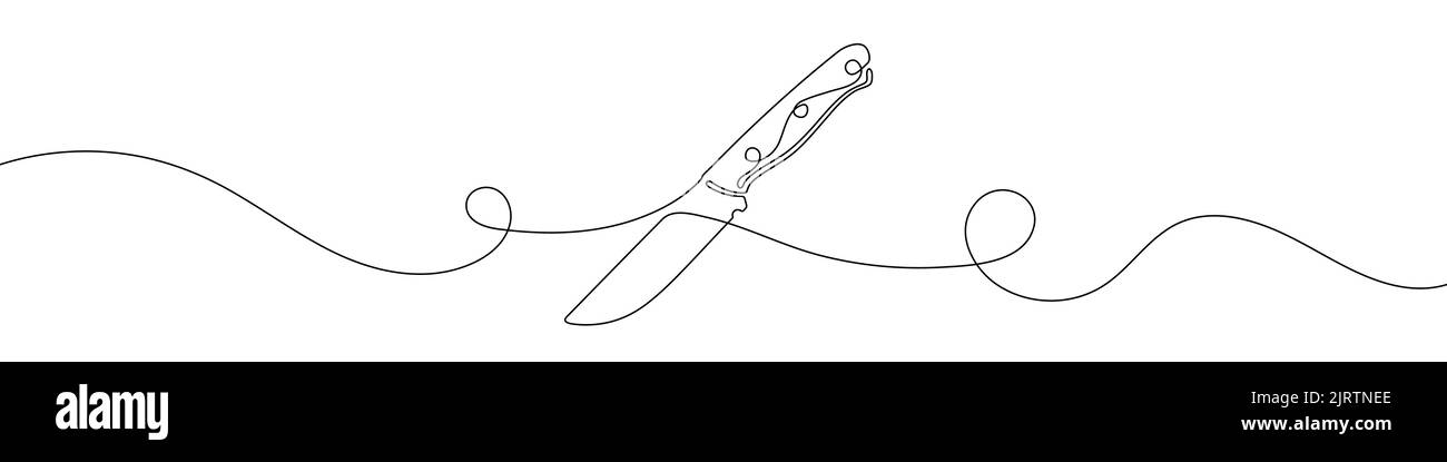 One continuous line drawing of knife. Knife linear background. Vector ...
