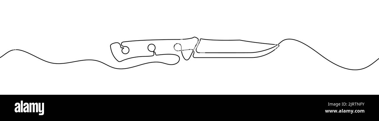 One continuous line drawing of knife. Knife linear background. Vector ...