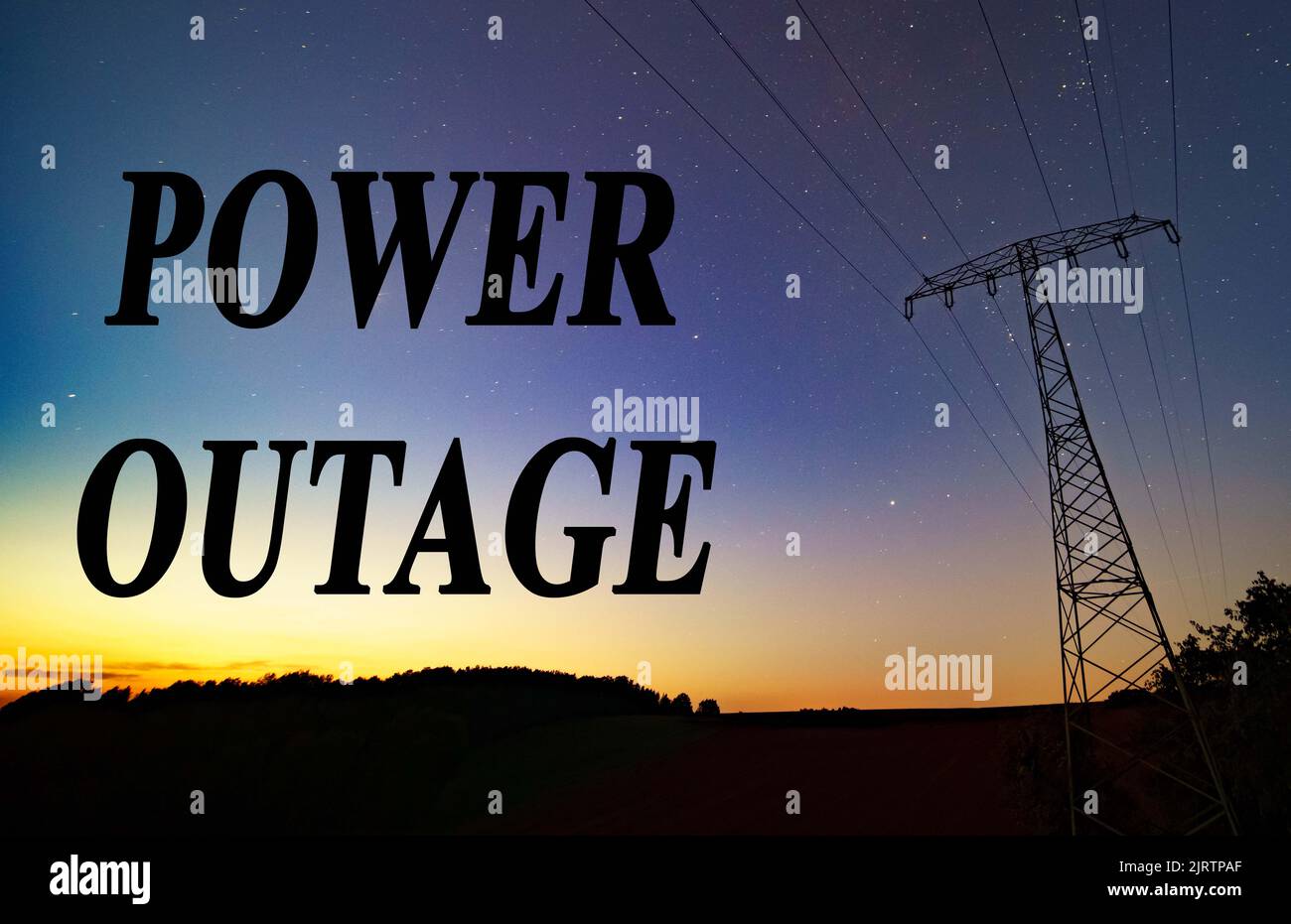 Power outage text on starry sky background. The energy crisis in Europe ...