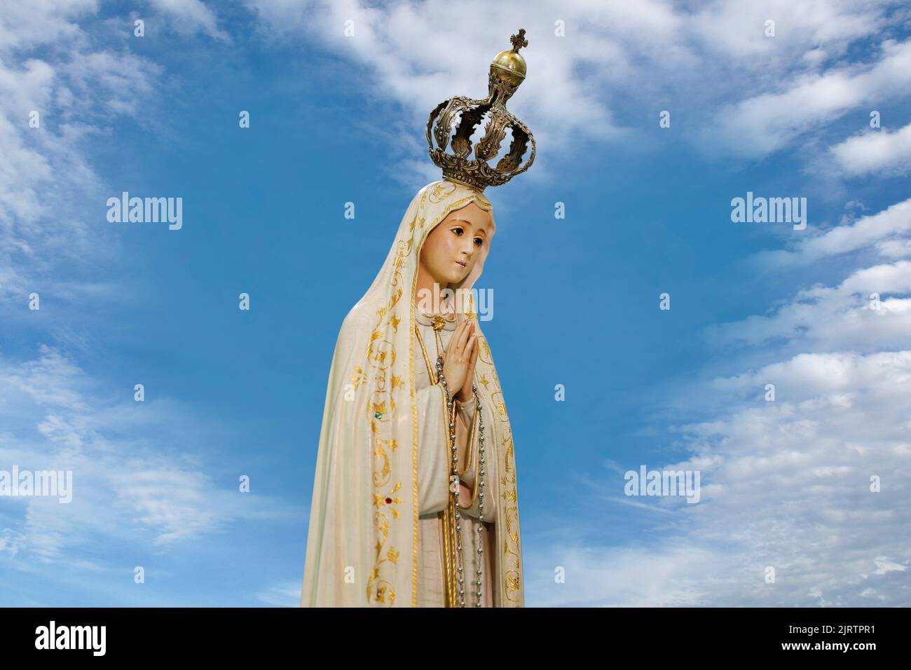 Statue of the image of Our Lady of Fatima, mother of God in the ...
