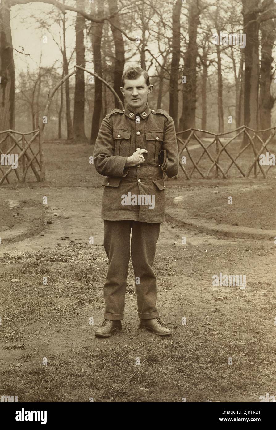 WWI soldier Allan McMillan in the grounds of Oatlands Park, Surrey ...