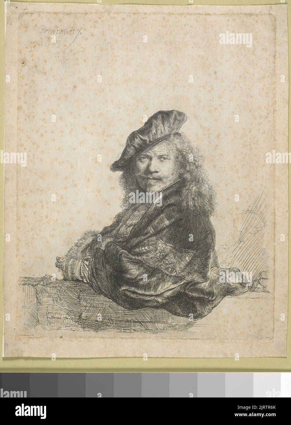 Self-portrait leaning on a stone sill., 1639, Netherlands, by Rembrandt ...