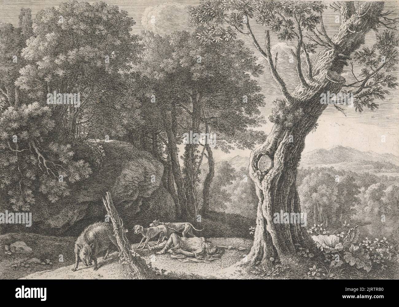 Six landscapes with the story of Adonis. Plate 5. The death of Adonis ...