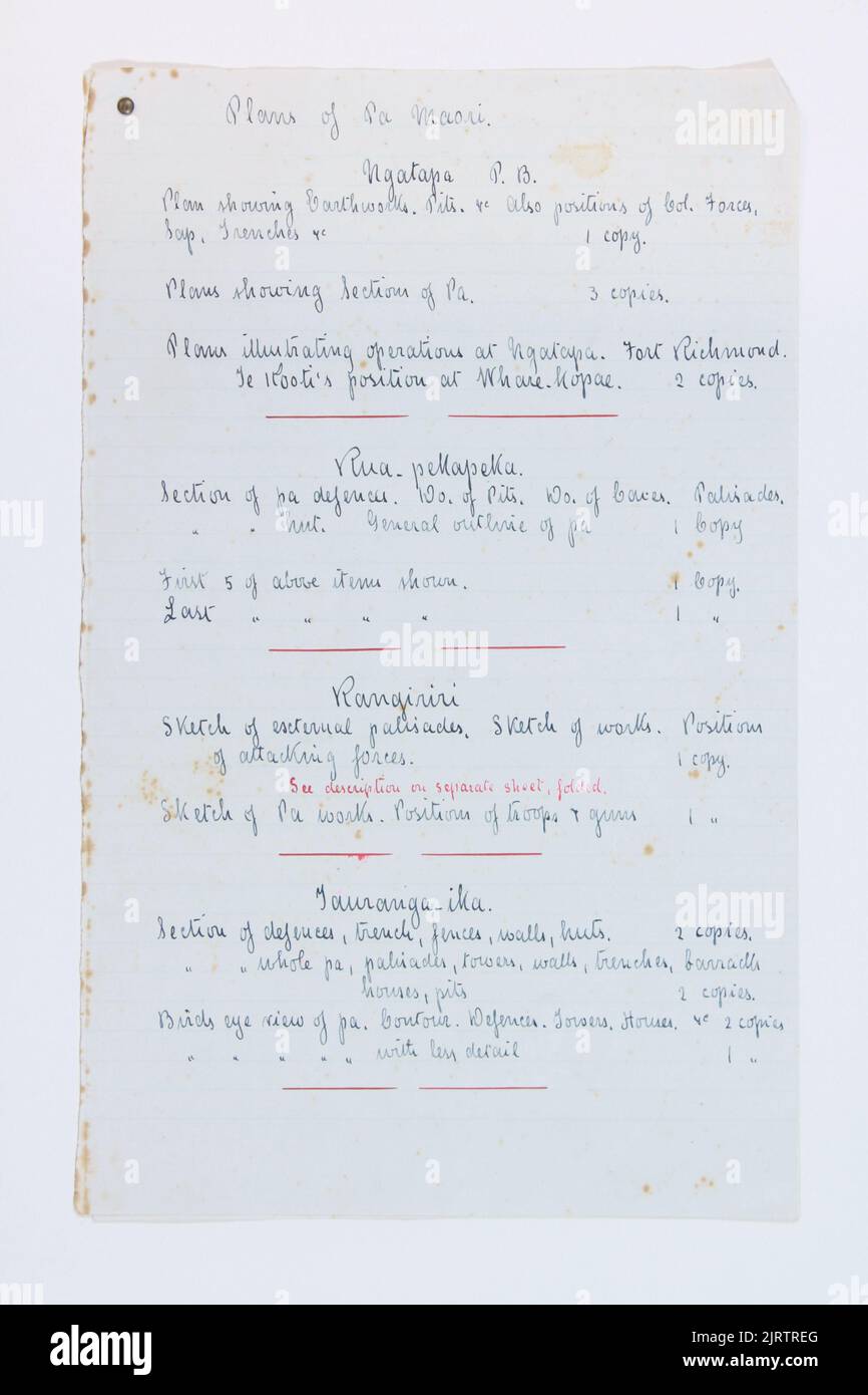 List of plans for Pa Maori, c1920, by Elsdon Best Stock Photo - Alamy