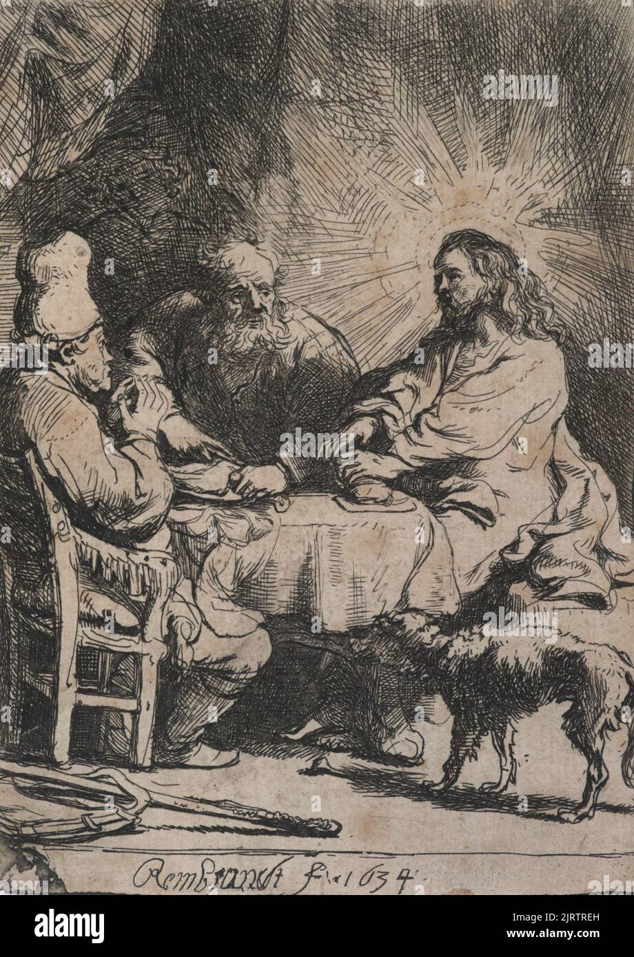 Christ at Emmaus: the smaller plate., 1634, Netherlands, by Rembrandt ...
