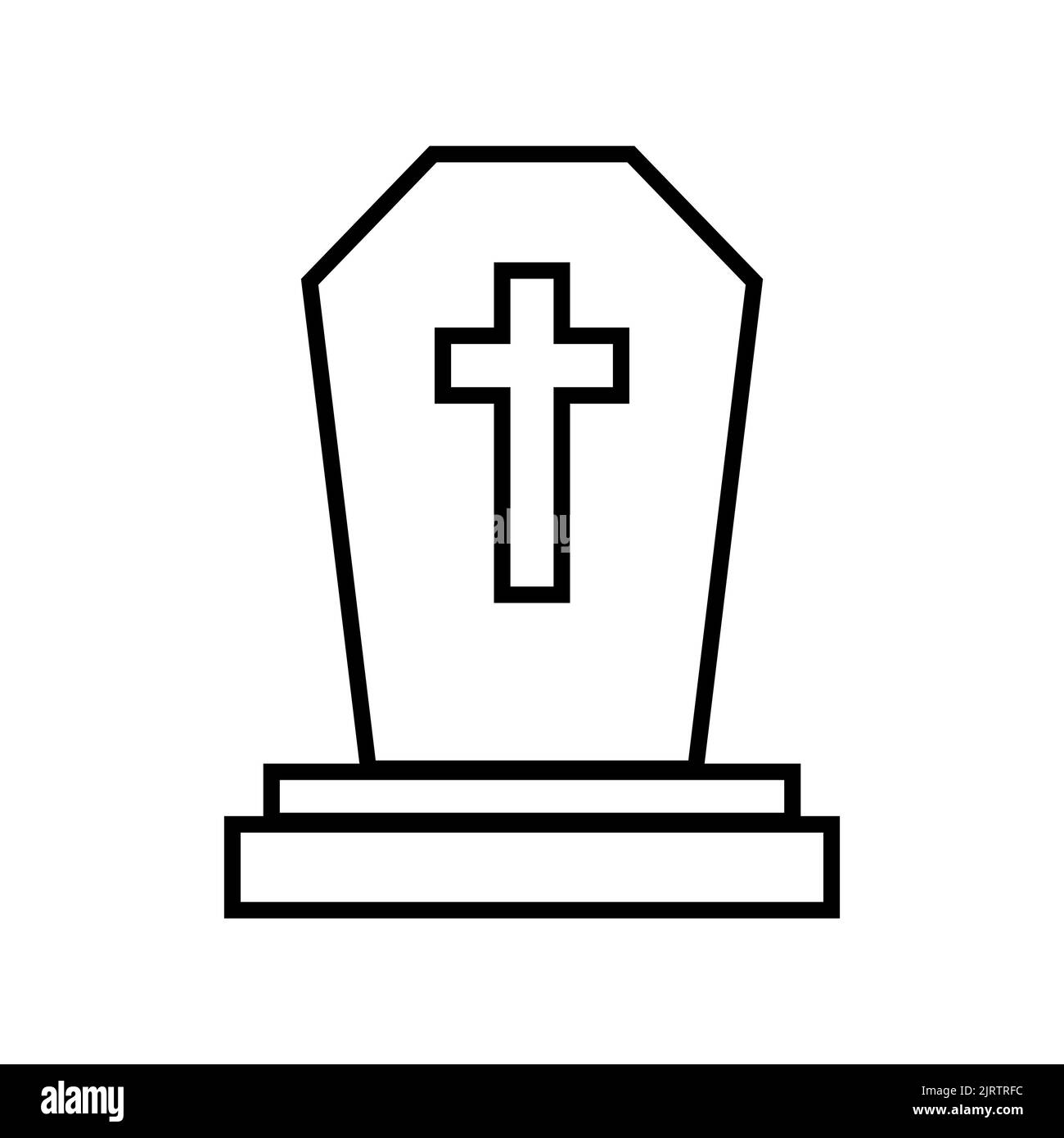 Cemetery gravestone with cross. Linear icon of tombstone. Vector illustration Stock Vector Image ...