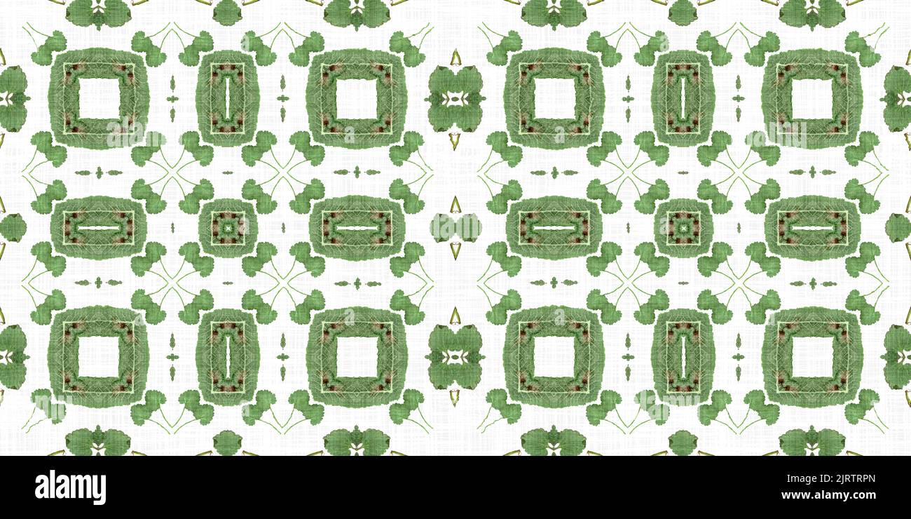 Foliage kaleidoscope seamless border pattern. Trendy optic fresh design ...