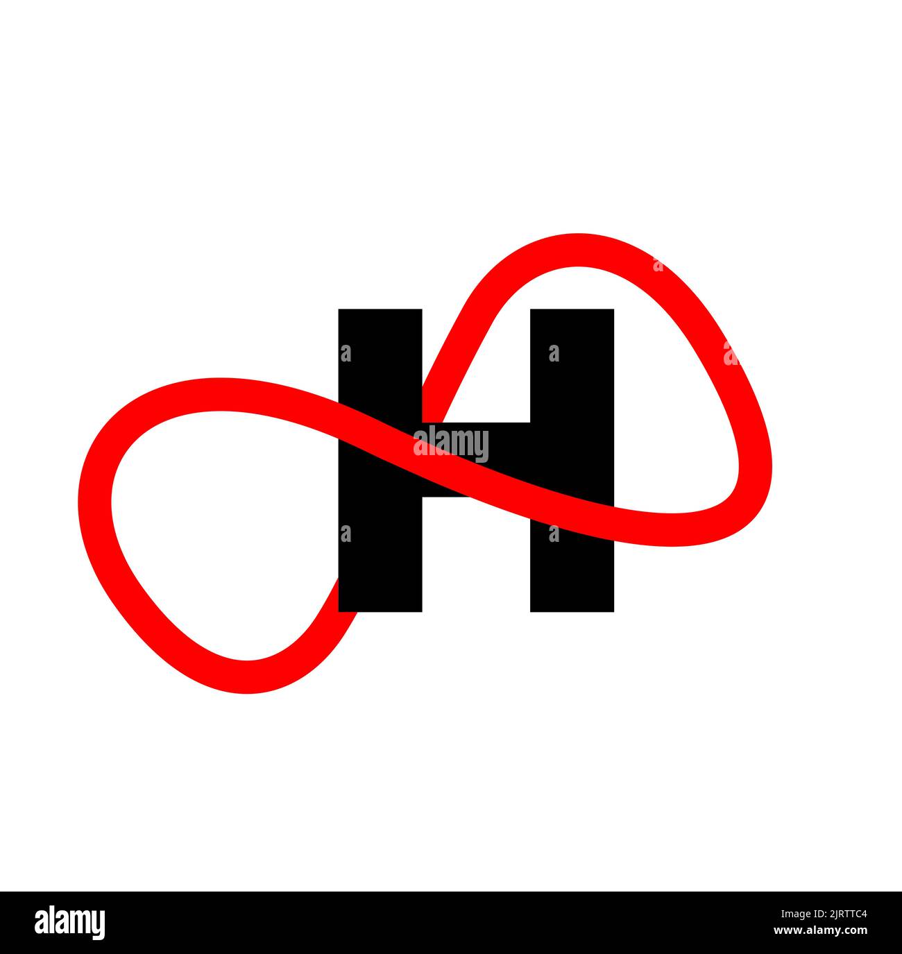 A simple logo illustration of the letter "H" with a red infinity symbol ...