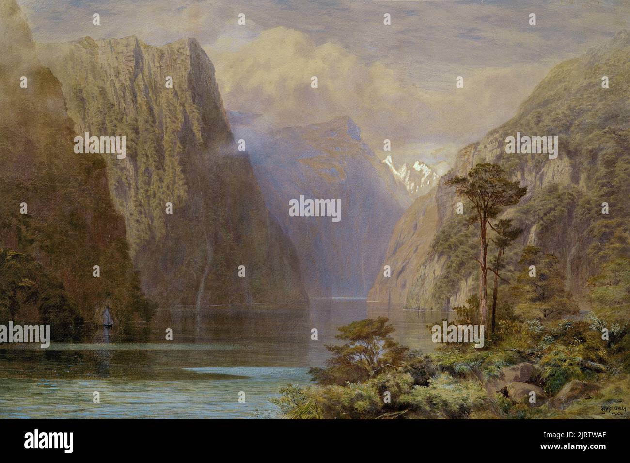 Milford Sound, 1883, New Zealand, by John Gully. Gift of Mrs F. Hall ...