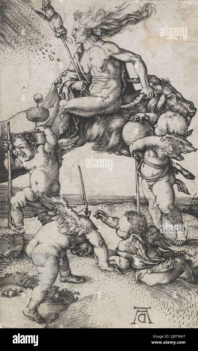 Witch riding backwards on a goat, 1501-1502, Germany, by Albrecht Dürer ...