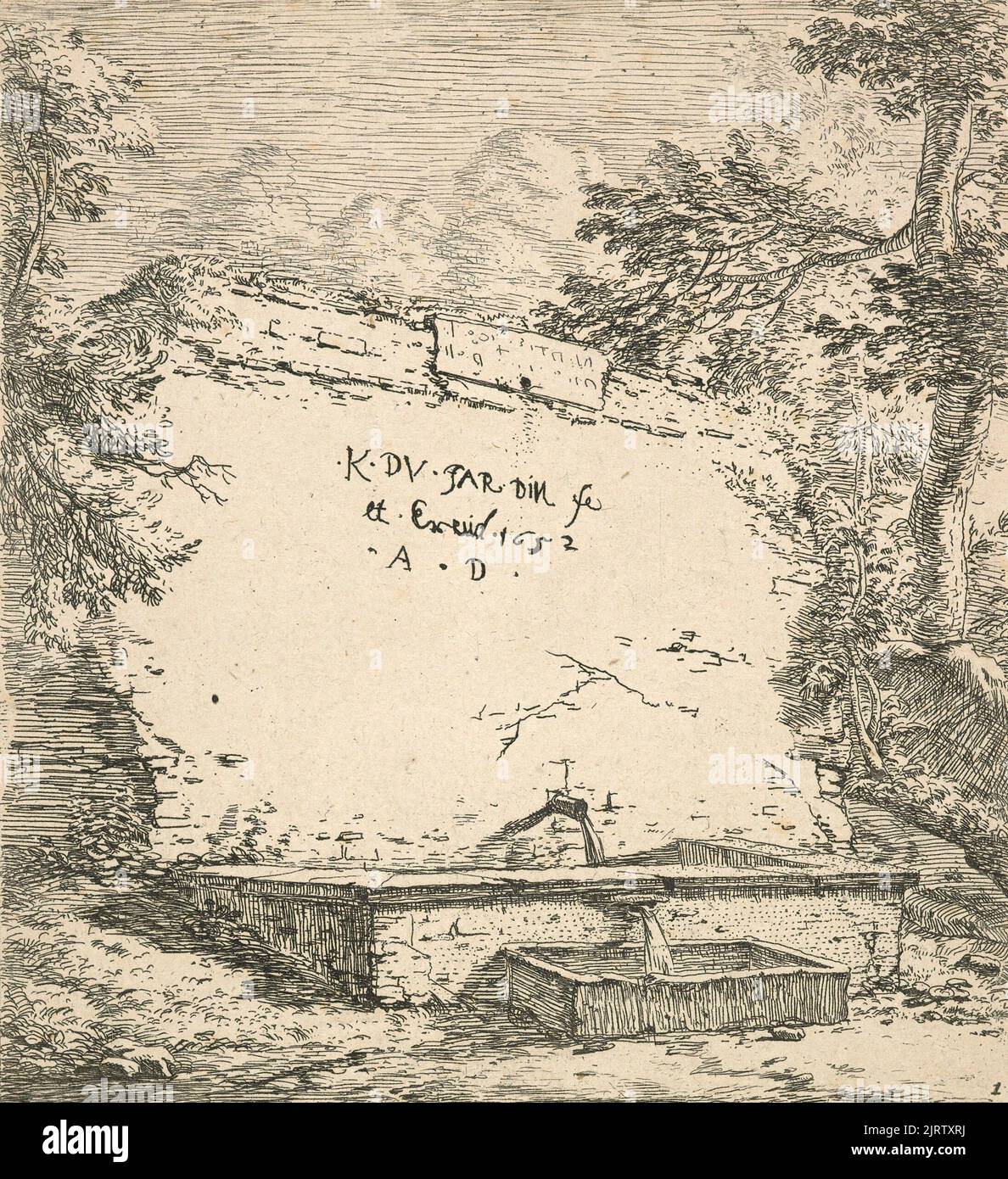 Title-plate with fountain., 1652, by Karel Dujardin. Gift of Bishop ...