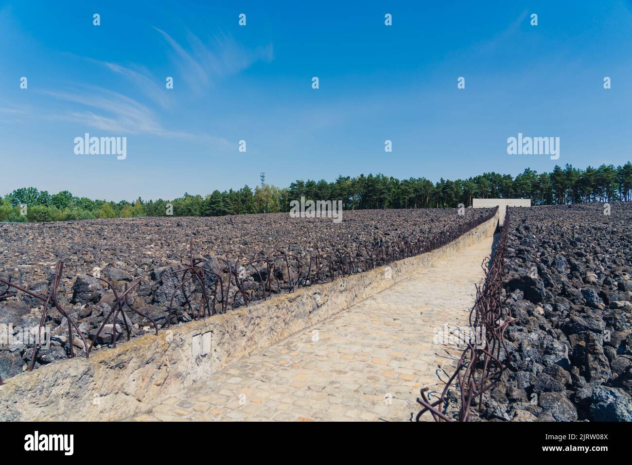 08.27.2022 - Belzec, Poland - Belzec Nazi Death Camp. Stone path in ...