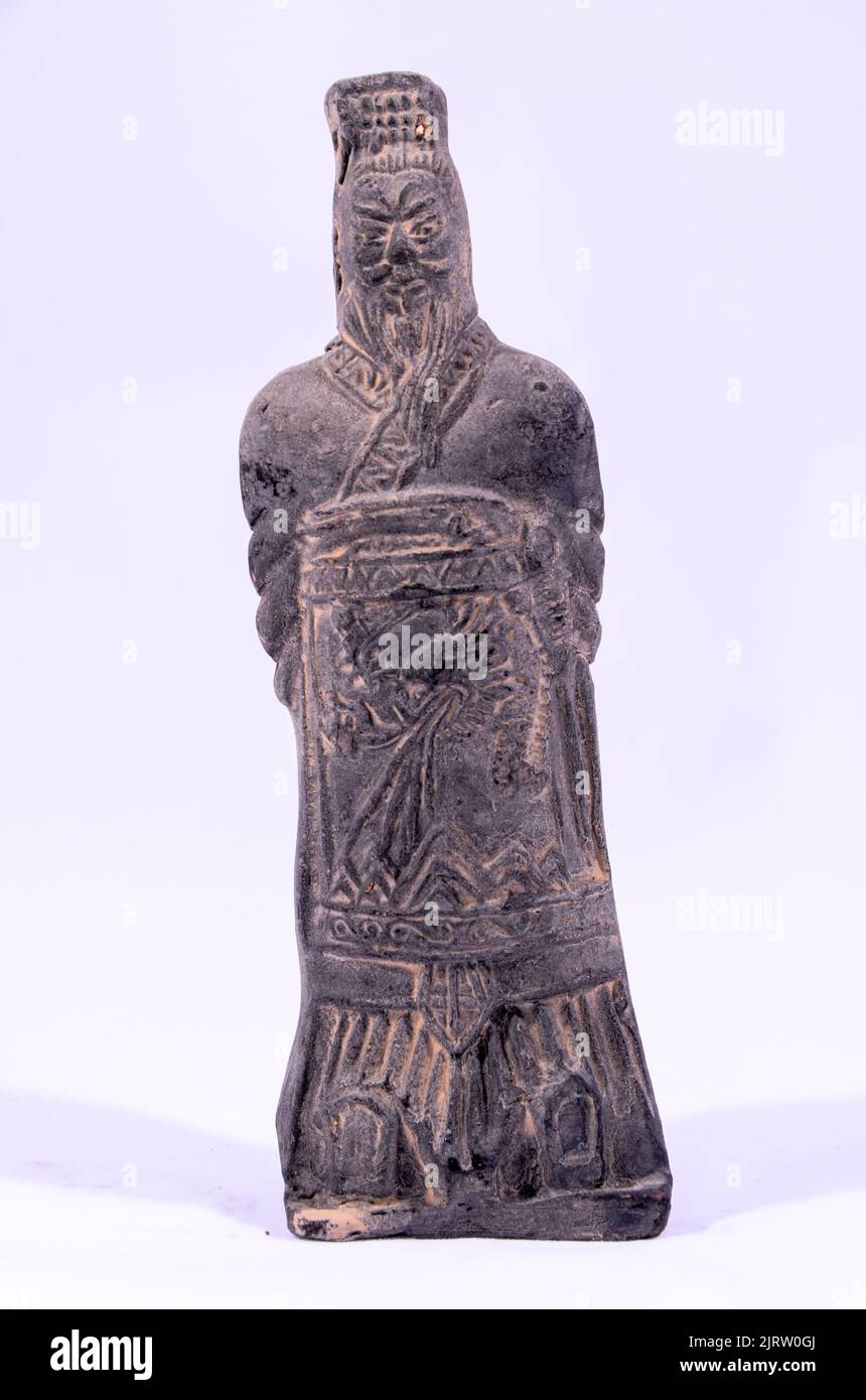 Clay Handmade Statue of an Indian Warrior on White Background Stock ...
