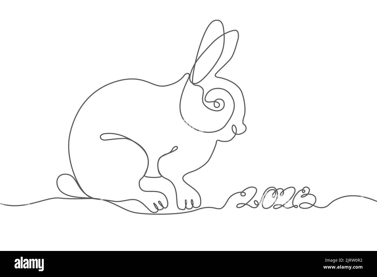 Rabbit continuous line hand drawn icon. Drawing art Decoration ...