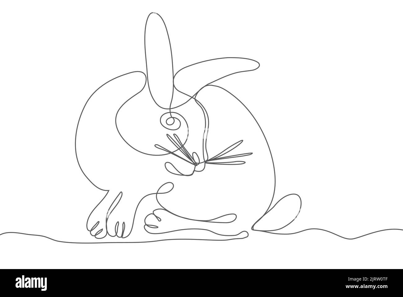 Rabbit continuous line hand drawn icon. Drawing art Decoration ...