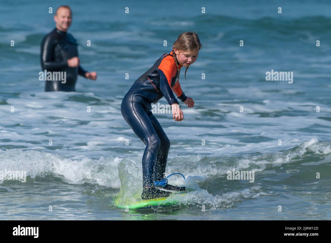Georgina Fletcher aged 10 from St Austell learning to surf as her proud ...
