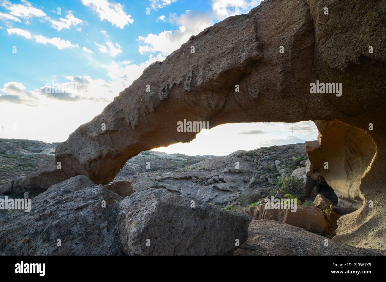 Volcanic Formation Natural Arch in the Desert Tenerife Canary Islands ...