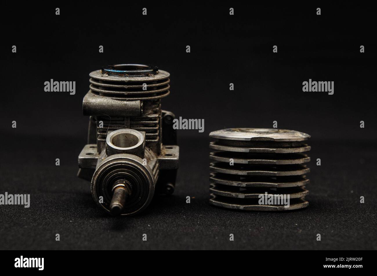 Complex engine of modern car model view Stock Photo - Alamy