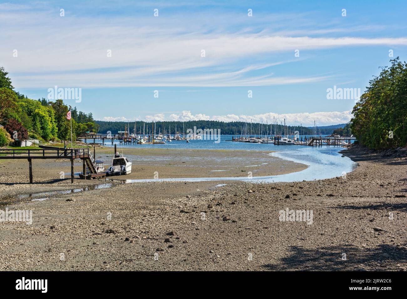 Washington, San Juan Islands, Orcas Island, Massacre Bay, low tide ...