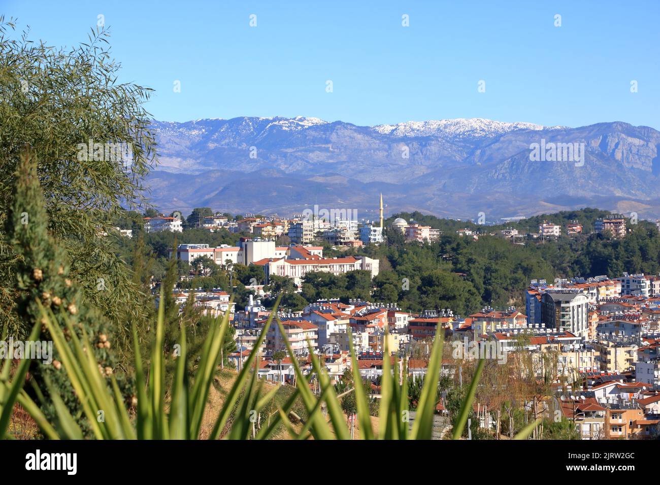 Manavgat city aerial panoramic view in the Antalya region in Turkey ...