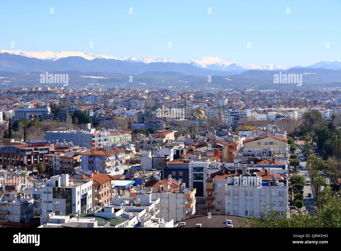 Manavgat city aerial panoramic view in the Antalya region in Turkey ...