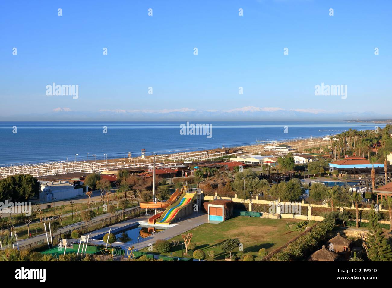 Aerial View Of The Beach On the Turkish Riviera. Evrenseki, Side ...