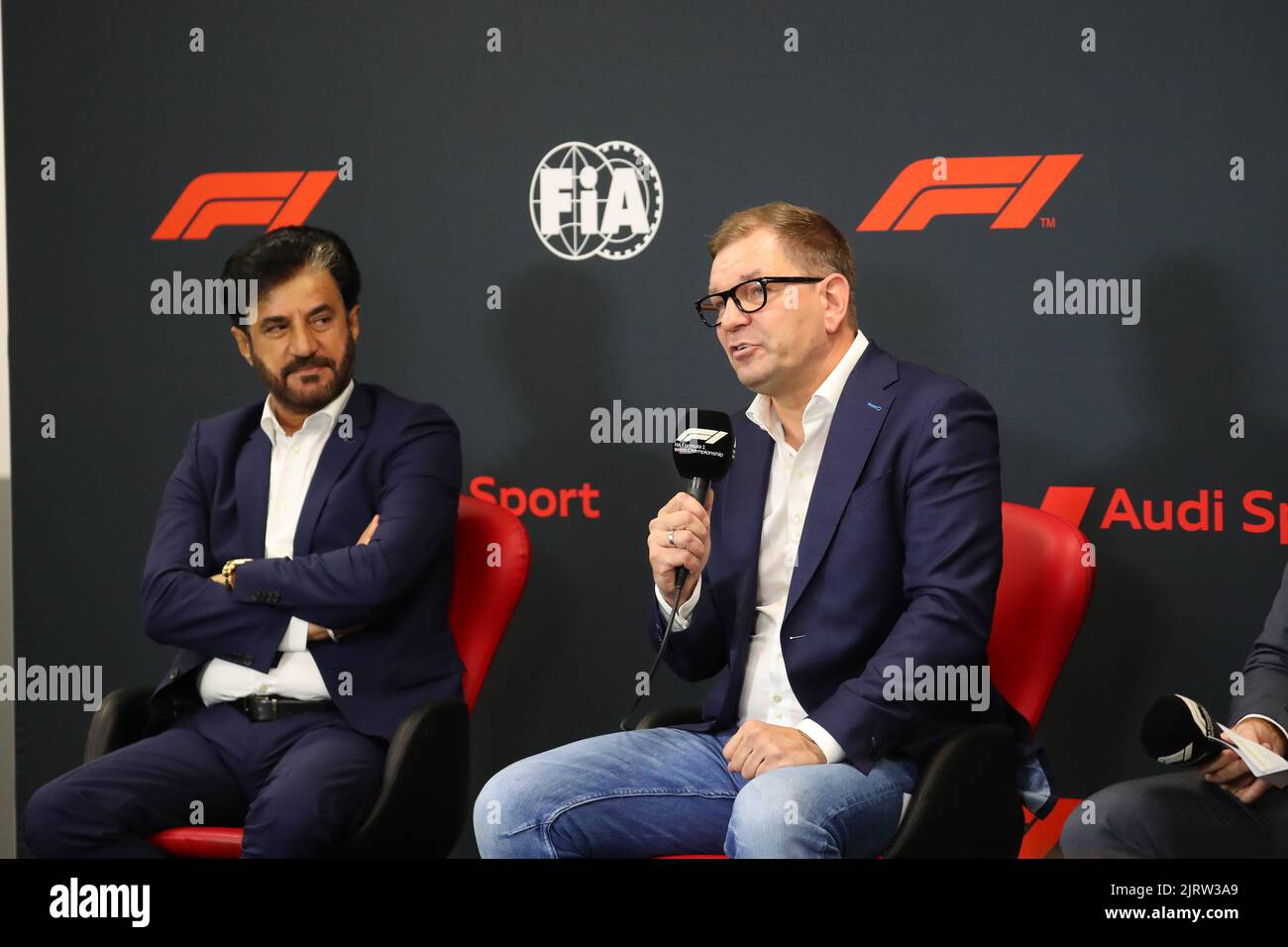 Markus Duesmann CEO at Audi with Mohammed Bin Sulayem during the ...