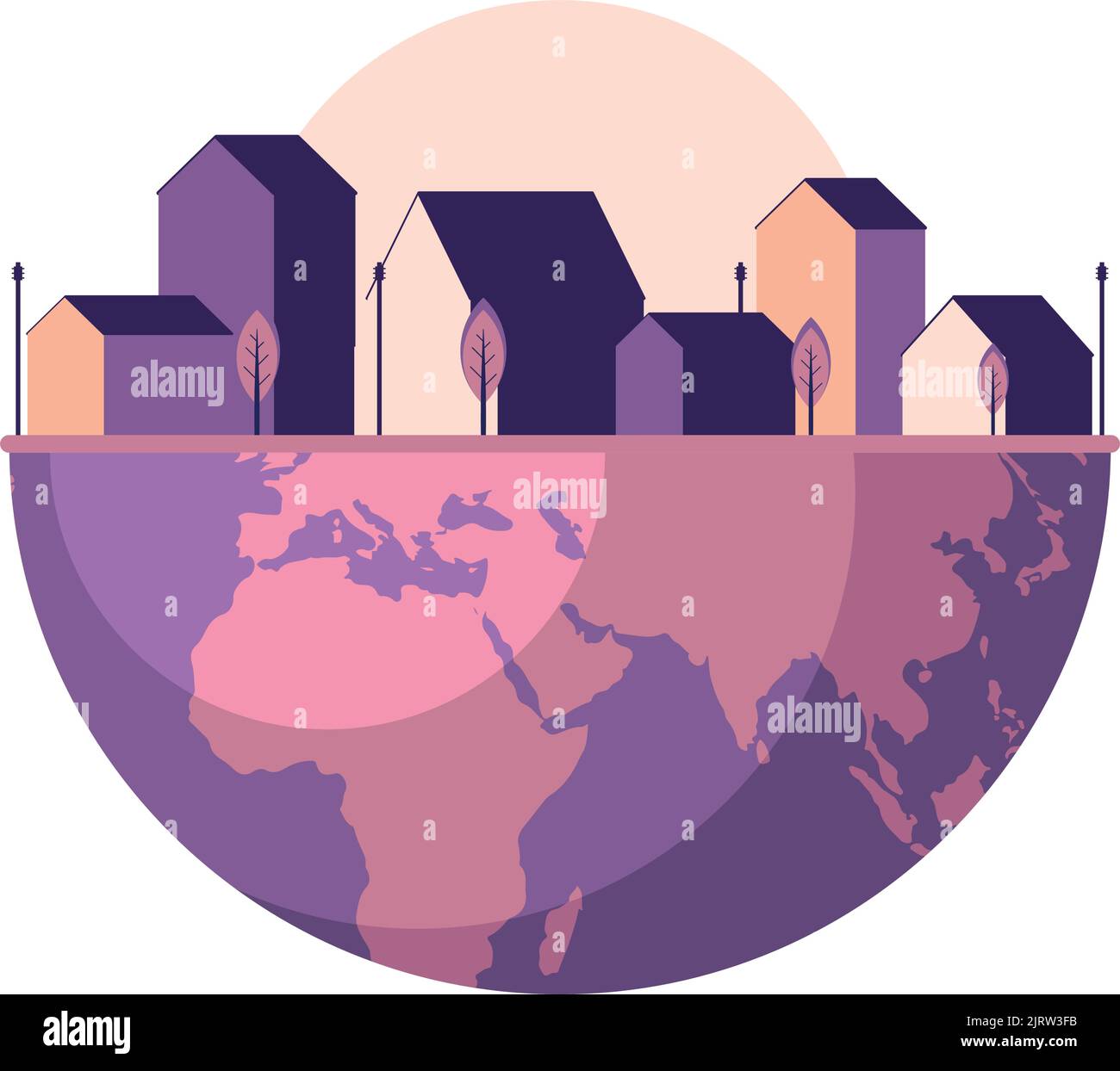 world planet with houses icon Stock Vector Image & Art - Alamy
