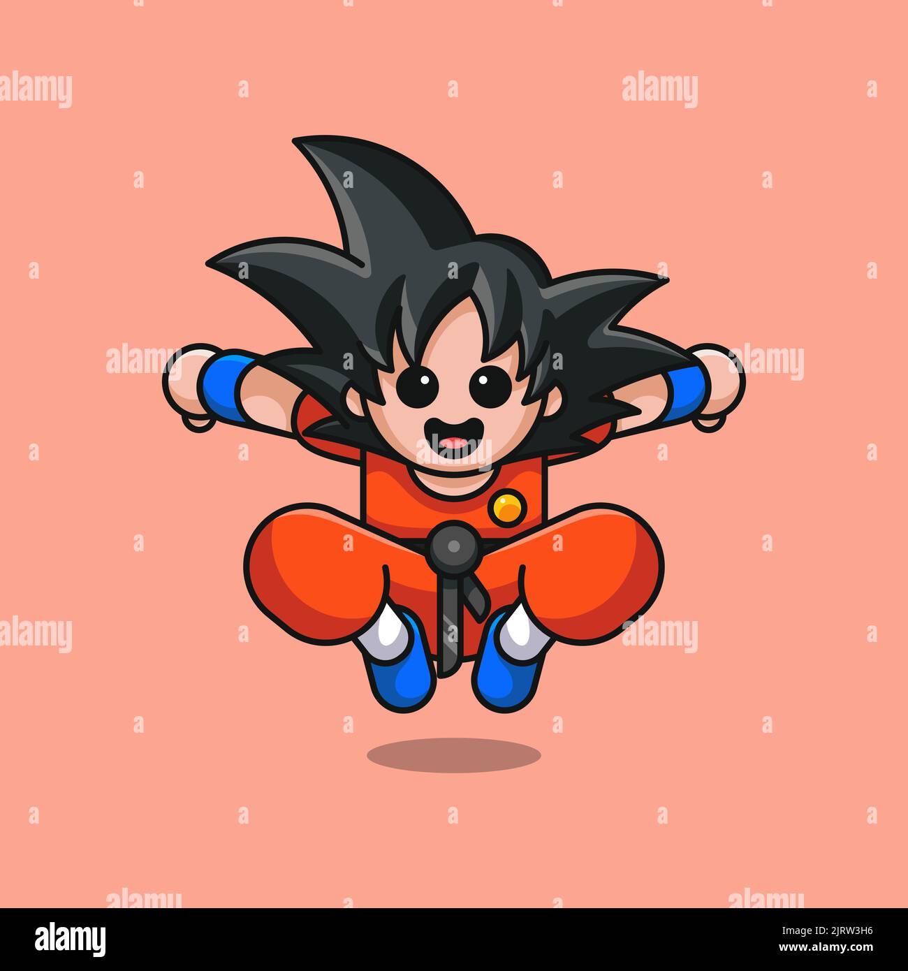 CUTE NINJA IS JUMPING FOR LOGO, ICON, STICKER AND ILLUSTRATION Stock ...