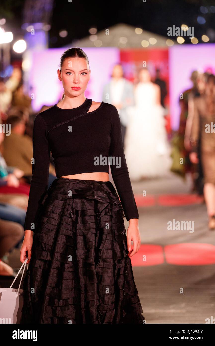 Brisbane, Australia. 26th Aug, 2022. Models walk a fashion runway ...