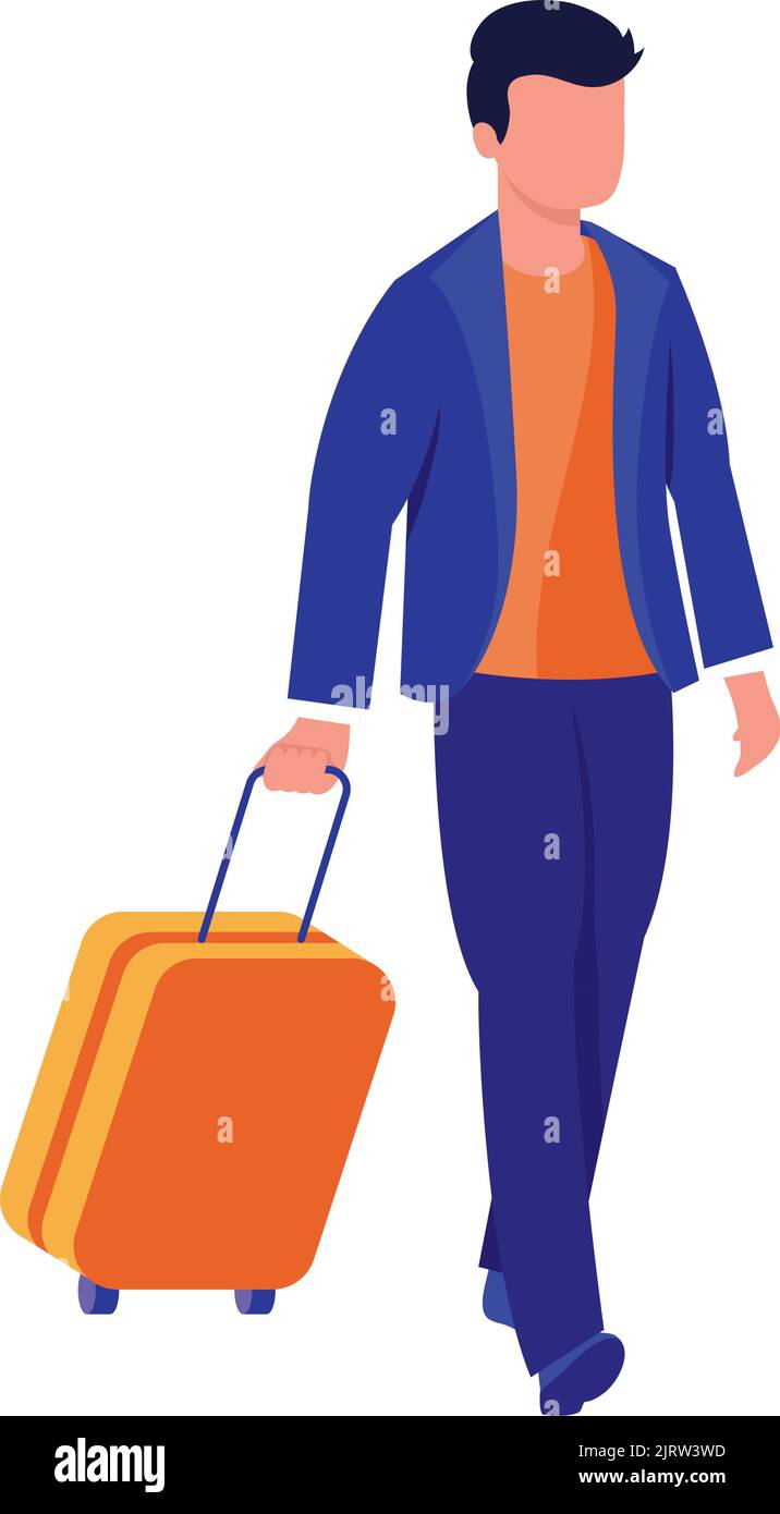 traveler walking with suitcase character Stock Vector Image & Art - Alamy
