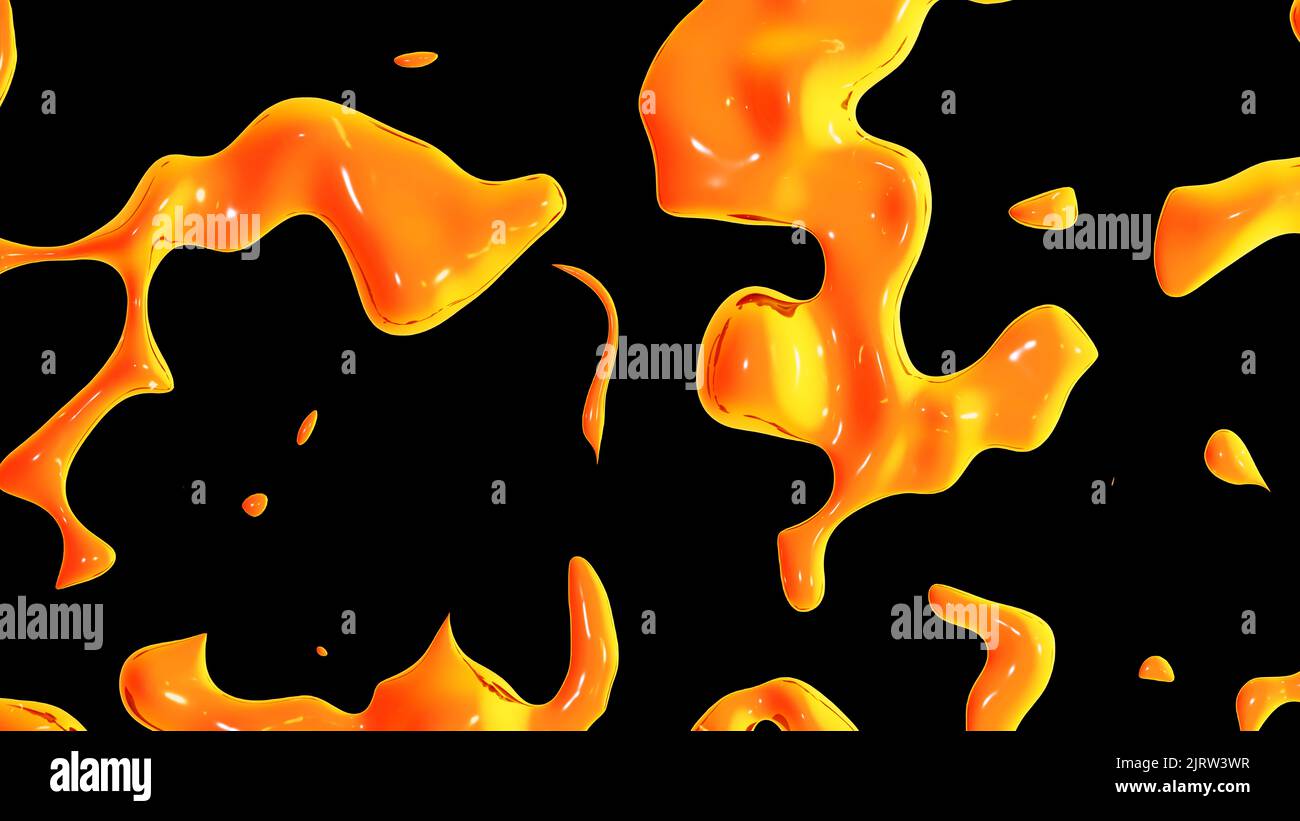 Fluid metallic drops y2k orange background. Dynamic iridescent ...