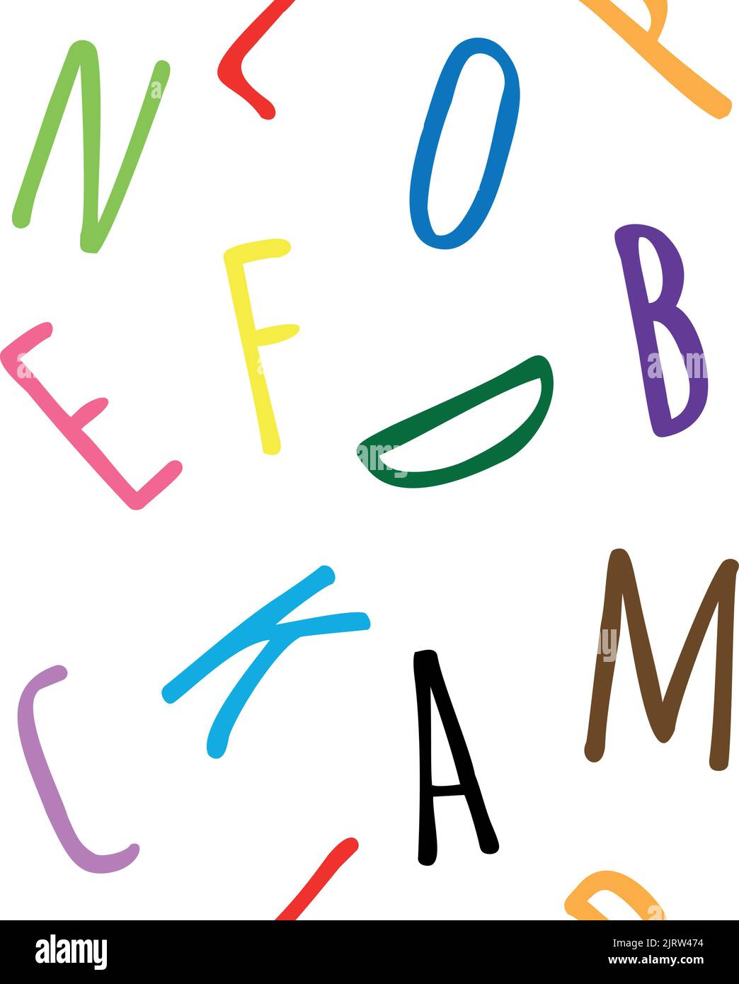 Vector seamless pattern of hand drawn sketch doodle colored letters ... Vector seamless pattern of hand drawn sketch doodle colored letters ...