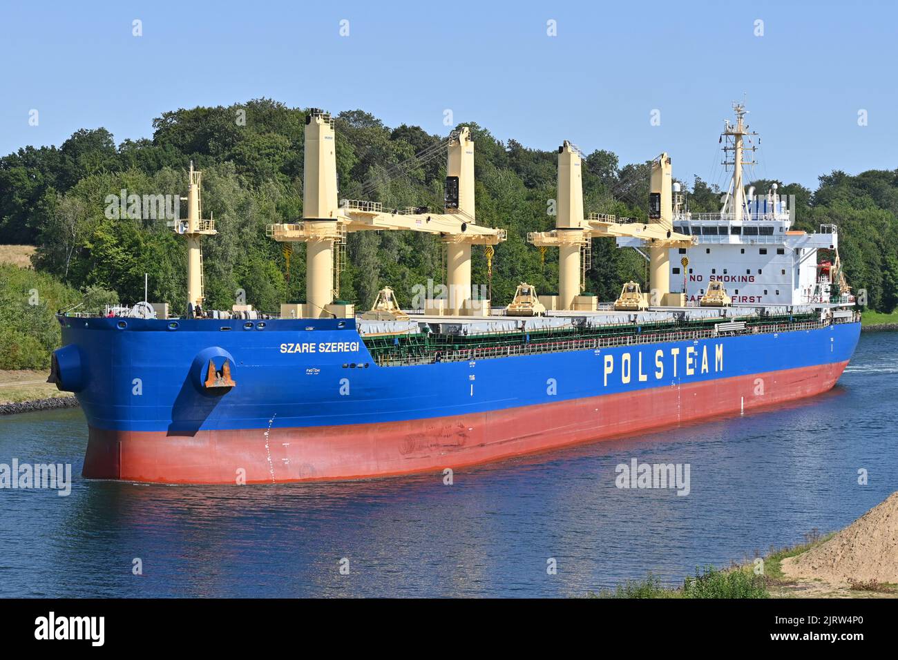 POLSTEAM's Bulk Carrier SZARE SZEREGI passing the Kiel Canal Stock ...