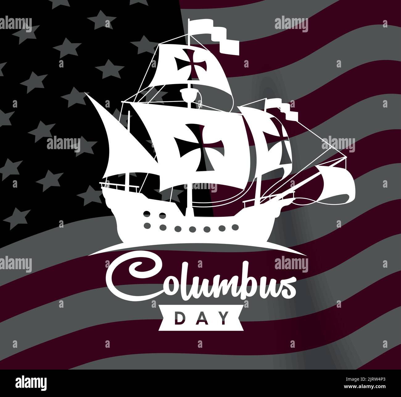 columbus day lettering card with caravel Stock Vector Image & Art - Alamy