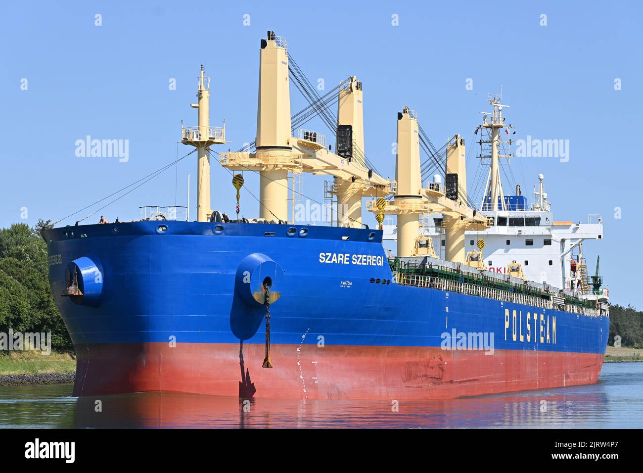 POLSTEAM's Bulk Carrier SZARE SZEREGI passing the Kiel Canal Stock ...