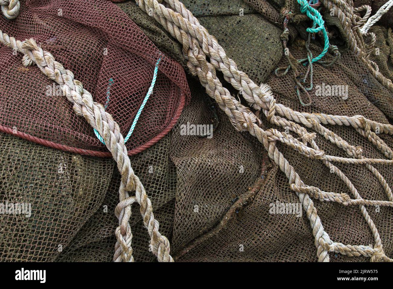 Old Fishing Ropes and Fishing Nets Stock Photo - Alamy
